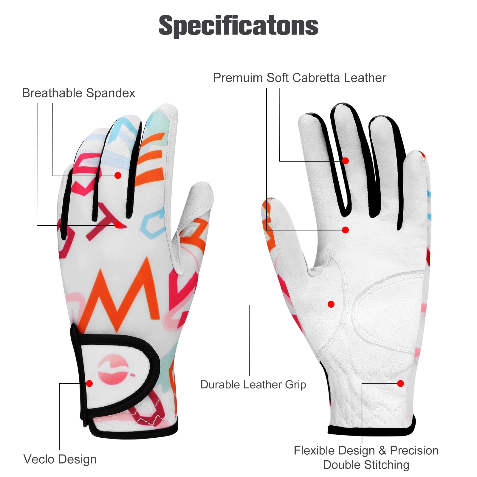 Monster Equips Women's Golf Gloves - Genuine Cabretta Leather - Premium Tour Golf Glove (Medium)