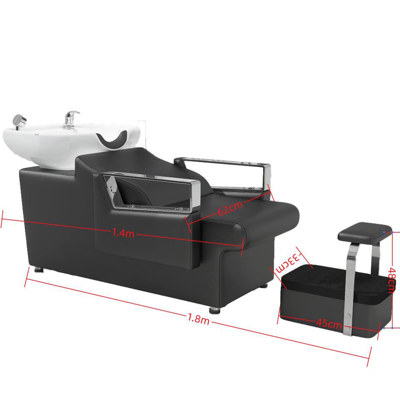 ReligWan Dedicated semi-Lying Minimalist Shampoo Bed,Shampoo Barber Backwash Chair, Ceramic Shampoo Bowl Sink Chair, for Spa Beauty Salon Equipment (I)