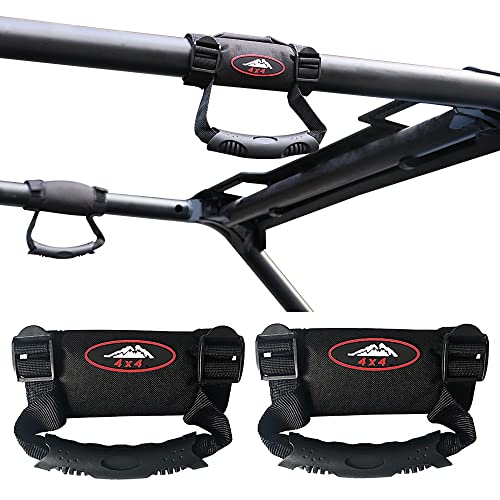 RERPRO UTV ATV Grab Handles, 1.5” - 1.75” Roll Bar Grab Handles Compatible with Polaris RZR, Kawasaki, Wildcat, UTV ATV Hand Hold Replacement Straps Grip, 2 Pack