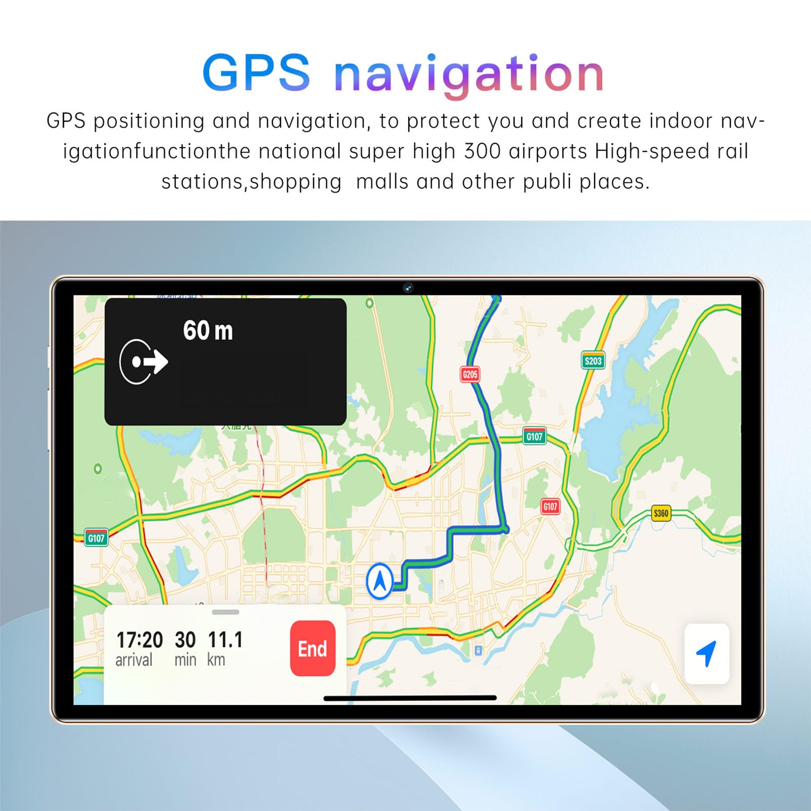 ICRPSTU GPS Tablet, 5G WiFi Digital Tablet 7000mAh 1960 X 1080 Resolution 8GB RAM 256GB ROM 10.1 Inch with Keyboard for Study Recreation (US Plug)
