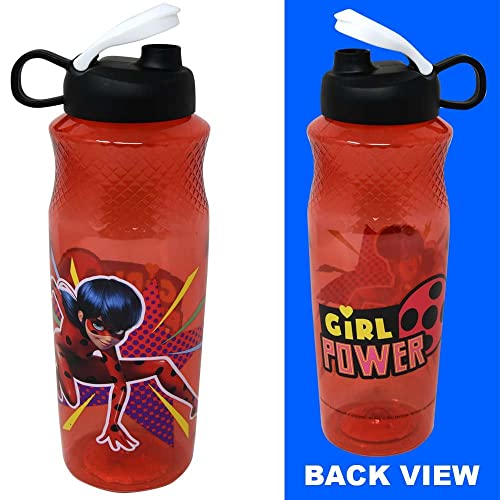 Zagtoon Miraculous Ladybug Water Bottle Set for Girls - School Supplies Bundle with 30 Oz Plus Stickers and More (Miraculous Gifts)