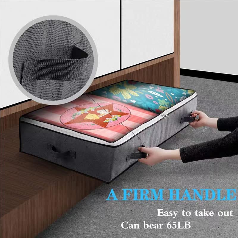 Under bed Storage Bags,Foldable Under Bed,Thick fabric storage box with transparent window and reinforced handle for clothes, blankets, sweaters, quilts, shoes and clothing