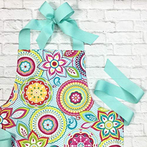 Sara Sews Handmade Colorful Aqua Baking Art Craft Apron Gift for Tween Girl