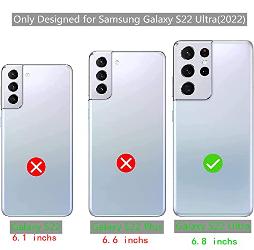 Tuokiou Designed for Samsung Galaxy S22 Ultra Phone Case,Slim Fit Printing Soft TPU Wallet Butterfly Case with Bumper, Card Holder Pocket Case for Galaxy S22 Ultra 6.8 inch (Clear Butterfly)