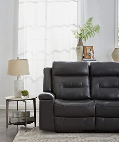 Signature Design by Ashley McAdoo Contemporary Faux Leather Tufted Reclining Power Sofa, Black