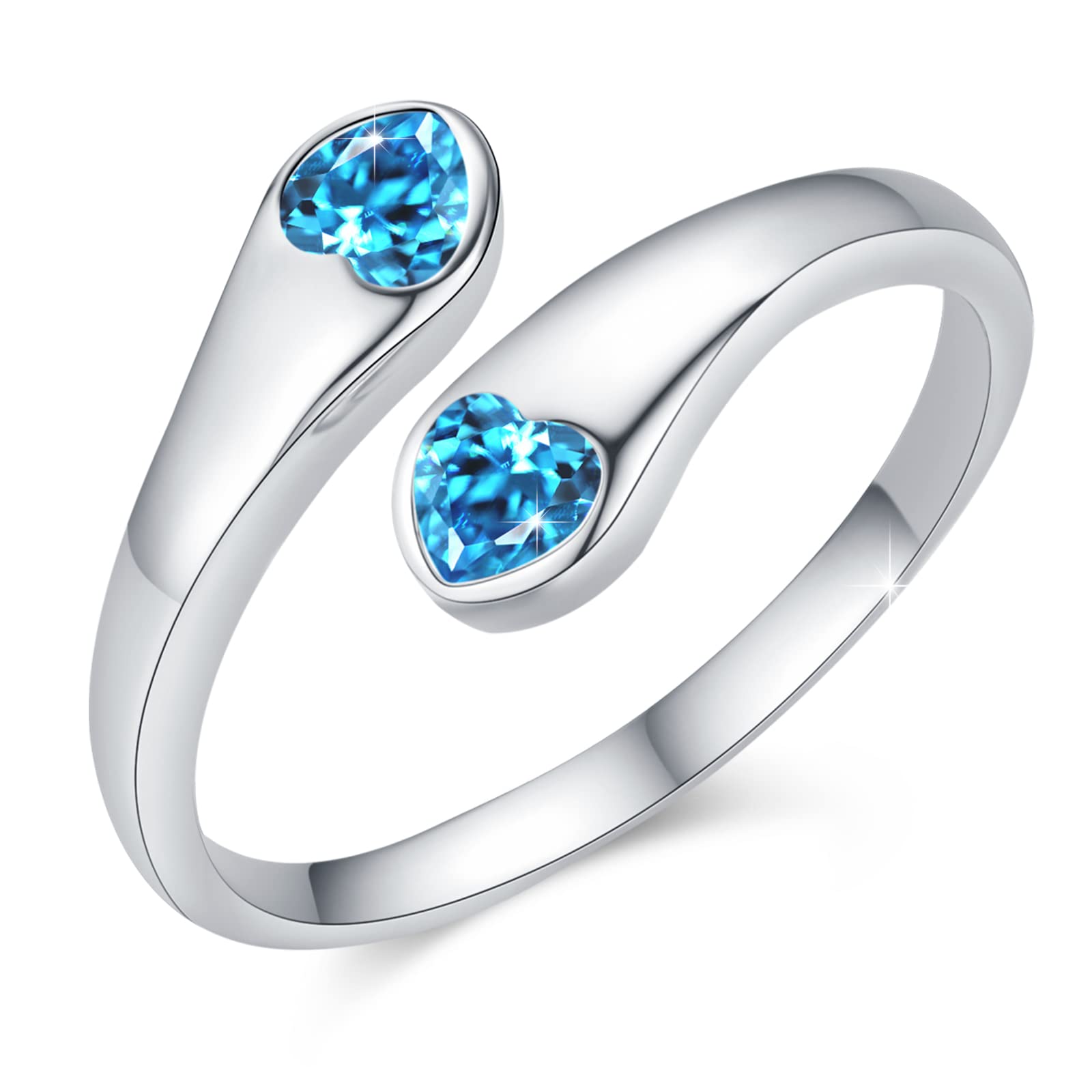 MEDWISE Minimalist Heart Open Ring for Women Sterling Silver Eternity Band Ring Wedding Promis Ring (with Gift Box)