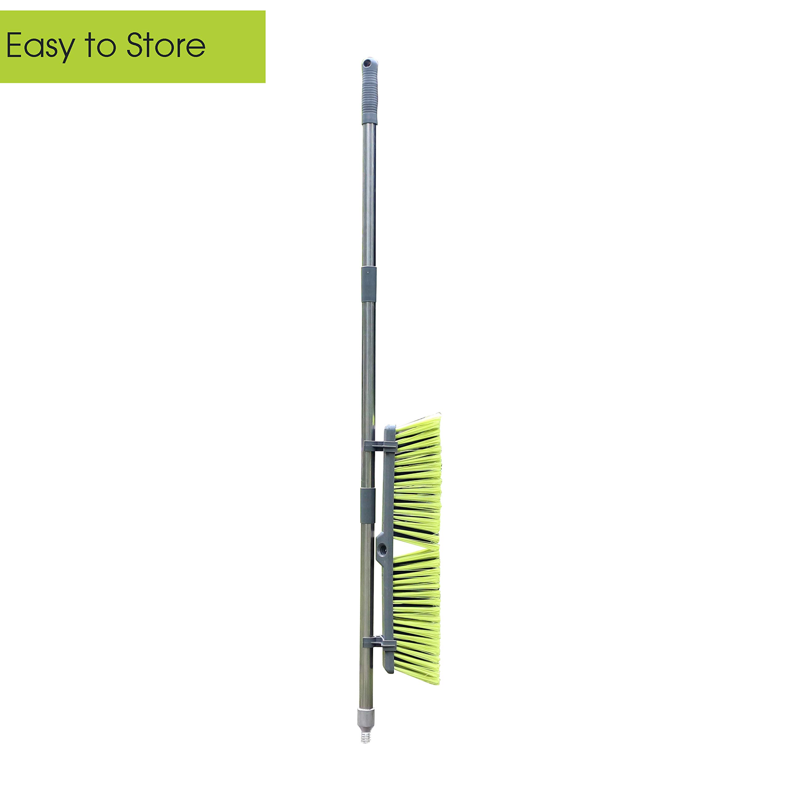 PHYEX 18β Push Broom with Adjustable Long Handle, Multi-Surface Floor Scrub Brush for Cleaning Deck, Patio, Garage, Driveway
