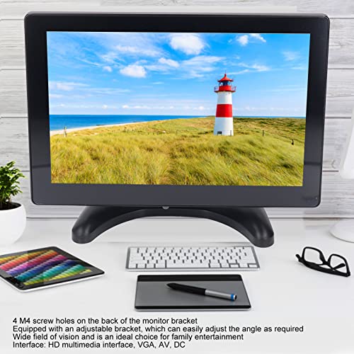 Rengu Touchscreen Monitor, HD Color Computer Monitor Dual 10.1-in. Wide Multiinterface Application for Games (US Plug)