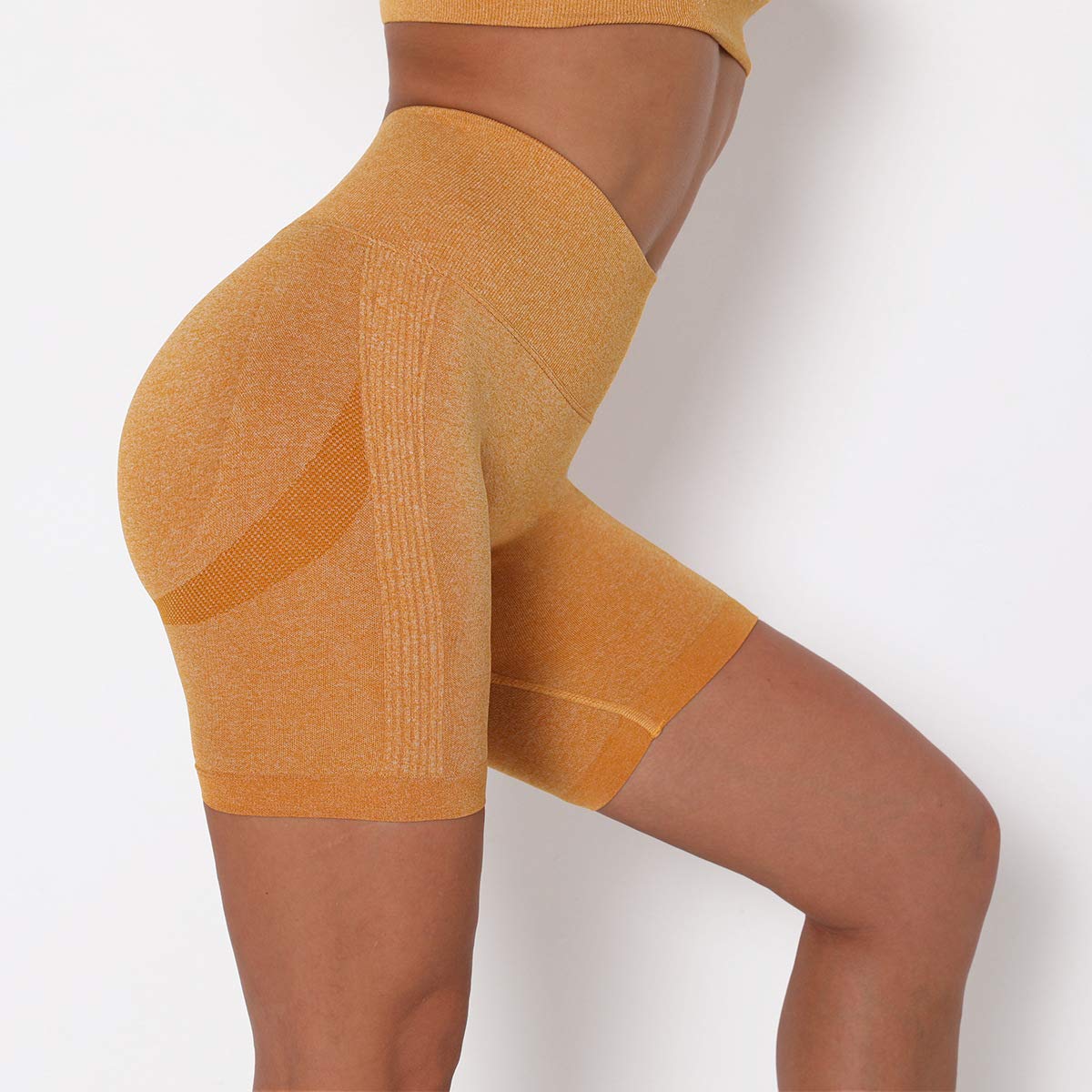 MEFINESHOW Women's 2 Pack Seamless Yoga Gym Workout Shorts High Waist Tummy Control Push up Running Elastic Shorts (Large, #06 2pcs)