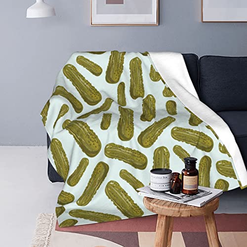 Pickle Cucumbers Throw Blanket Soft Bed Blankets Lightweight Cozy Plush Flannel Fleece Blanket for Sofa Couch Bedroom 60"X50"