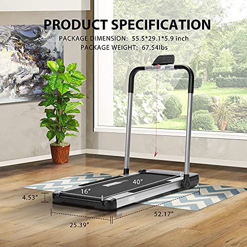 VIVOHOME 2 in 1 Under Desk Electric Folding Treadmill 2.25HP with APP, Watch Remote Control, LED Display and 12 Preset Programs Portable Workout Running Jogging Walking Machine for Home Office