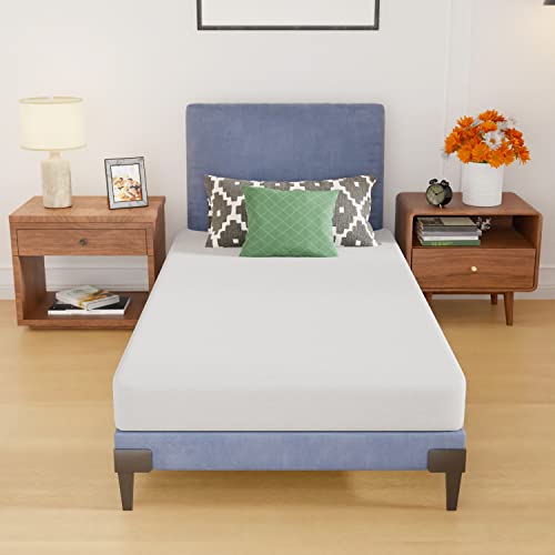 Twin Size Mattress,6 Inch Base Foam Mattress in a Box,Medium-Firm,Pressure Relief&Temperature Regulation,CertiPUR-US Certified,Fiberglass Free,White