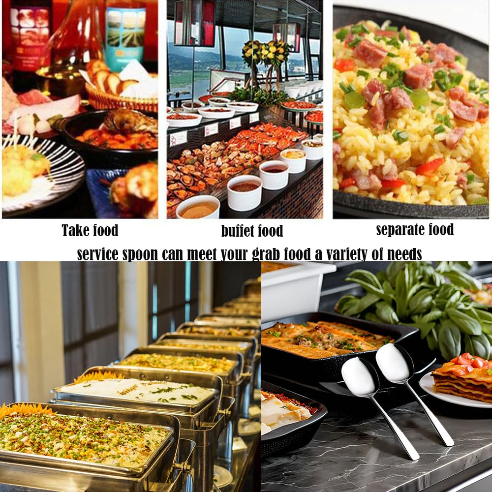 SIAIQIANG X-Large Serving Spoons Set,Foodgrade 18/8 Stainless Steel Serving Spoons,9.8 Inch Large Serving Utensils of Spoons Set,Serving for Salads Pasta Platters Mashed Potatoes Buffets Etc (2 pc)