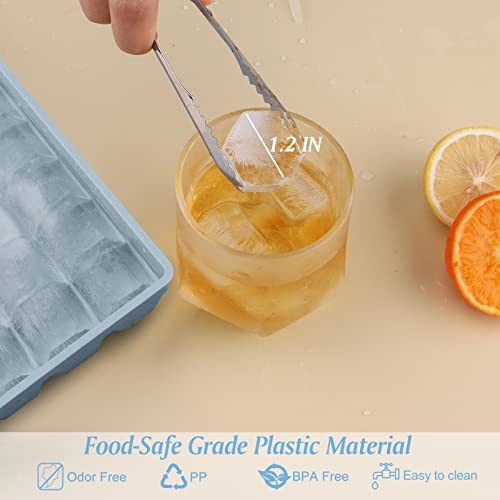 Unigul Ice Cube tray with lid and bin(3 Pack), 1.2'' Ice Cube Mold, Hexagon Ice Tray Making 96PCS Ice Cubes for Chilling Cocktails, Whiskey, Bourbon,Juice (3Pack Ice trays & Ice Bin & Tong)