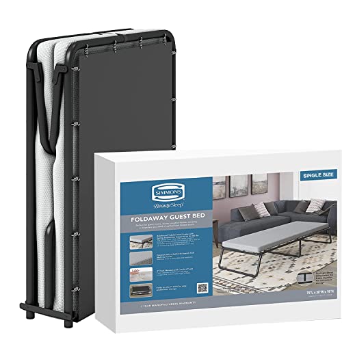 Simmons Beautysleep Folding Guest Bed with Springs and Memory Foam Mattress, Single, 22 pounds (IMCE030CBS) Lt. Blue