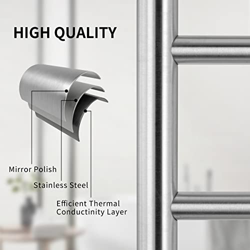 NORTTA Freestanding Towel Warmer 6 Bars Plug-in Option 3 Working Modes Brushed Stainless Steel 24β W 34β H