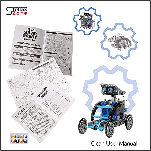STELLAX ZONE 12 in 1 Solar Robot Kit, Building Robots for Kids 8-12 Year Olds Boys Girls Gifts, 190 Pcs STEM Education Science Toys Robotics Kits