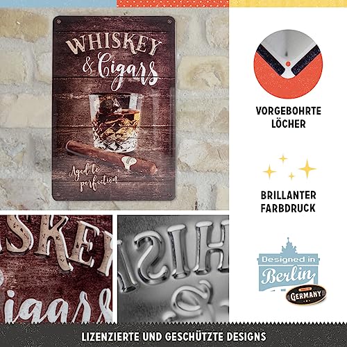 Nostalgic-Art 22257 Open Bar-Whiskey, Tin Sign, Steel, Colourful, 20 x 30 cm
