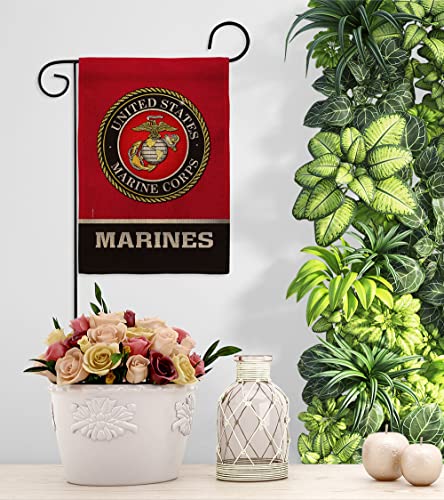 US MILITARY United State Burlap Garden Flag Set Mailbox Hanger Armed Forces Marine Corps USMC Semper Fi American Military Veteran Retire Official House Yard Gift Double-Sided, Made in USA