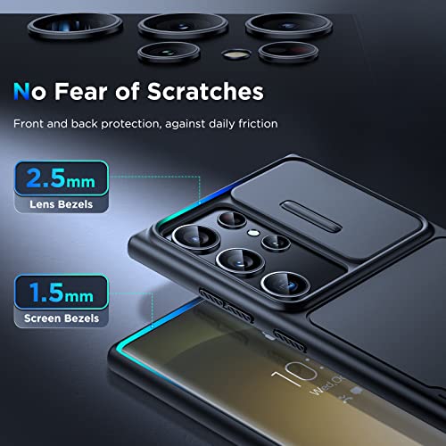 Simtect for Samsung Galaxy S23 Ultra Case with Camera Cover, [Military Drop Protection] [Snug Touch], Slim Protective Hard Back and Soft Edge Phone Case for Galaxy S23 Ultra Case 6.8 Inch- Black