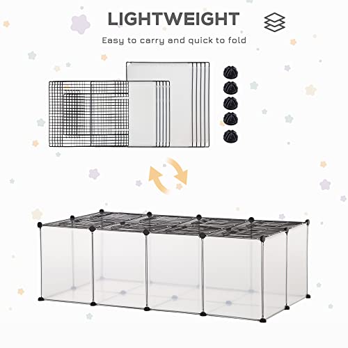 PawHut Pet Playpen Small Animal Cage Transparent Customizable Fence with Door for Hamster, Guinea Pigs, Chinchilla, 14 x 18 in