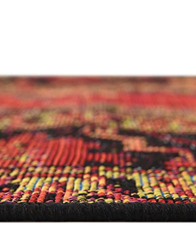 Unique Loom Outdoor Tribal Collection Area Rug - Quepos (6' 1" x 9' Rectangle, Multi/Black)