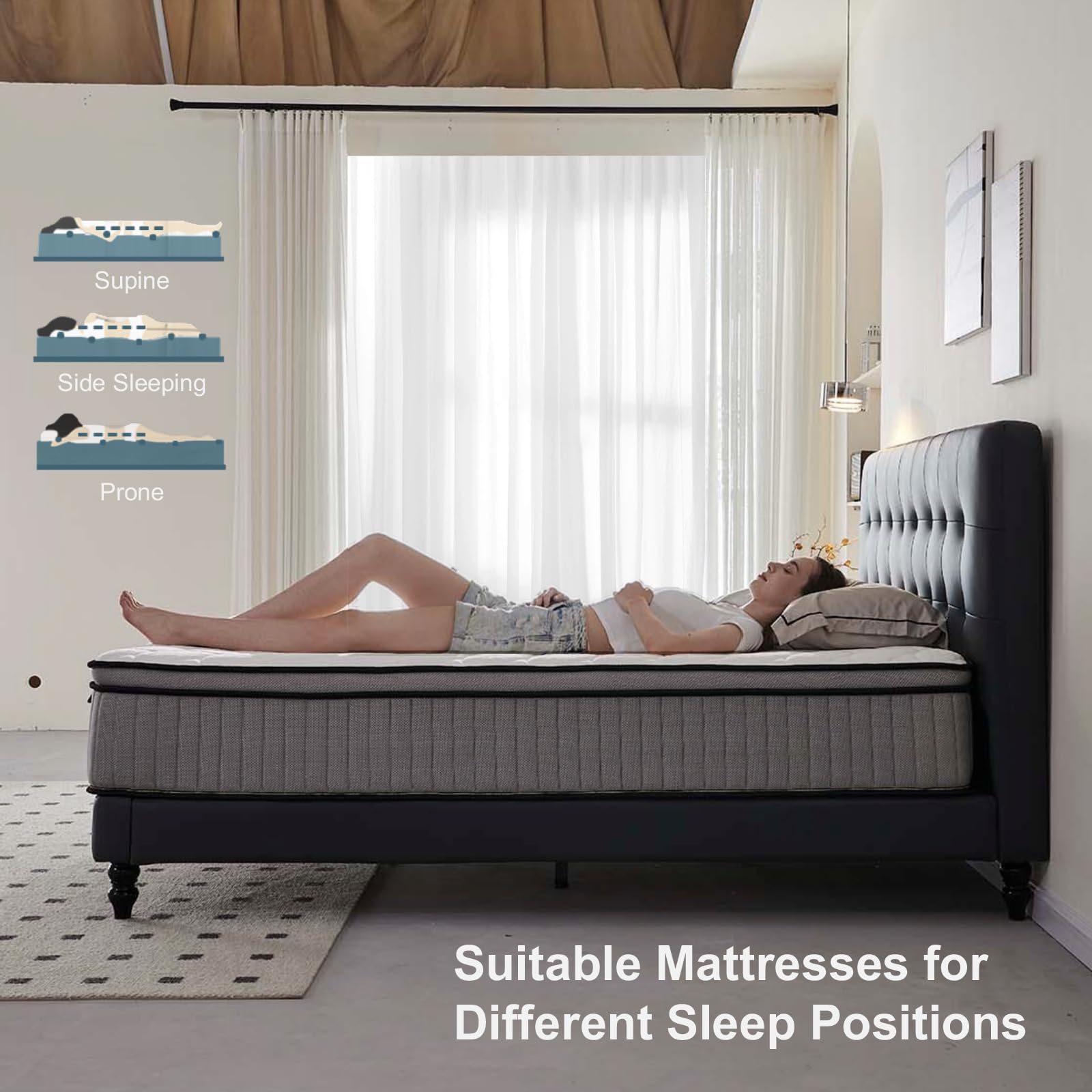 VPSIO 10 Inch Hybrid Mattress Queen - Medium Firm Queen Mattress in a Box - Memory Foam Relieves Pressure - Individual Pocket Springs Provide Precise Support - Queen Bed Mattress for Couples