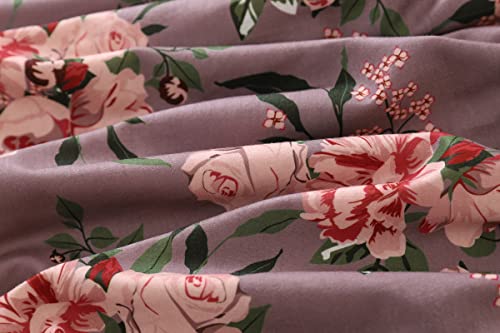 Vozanet Women's V Neck Sexy Pajama Sets Capri Sleepwear Floral Elegant Nighty 2PCS Plus Size S-3XL, Florals-Brown, XX-Large