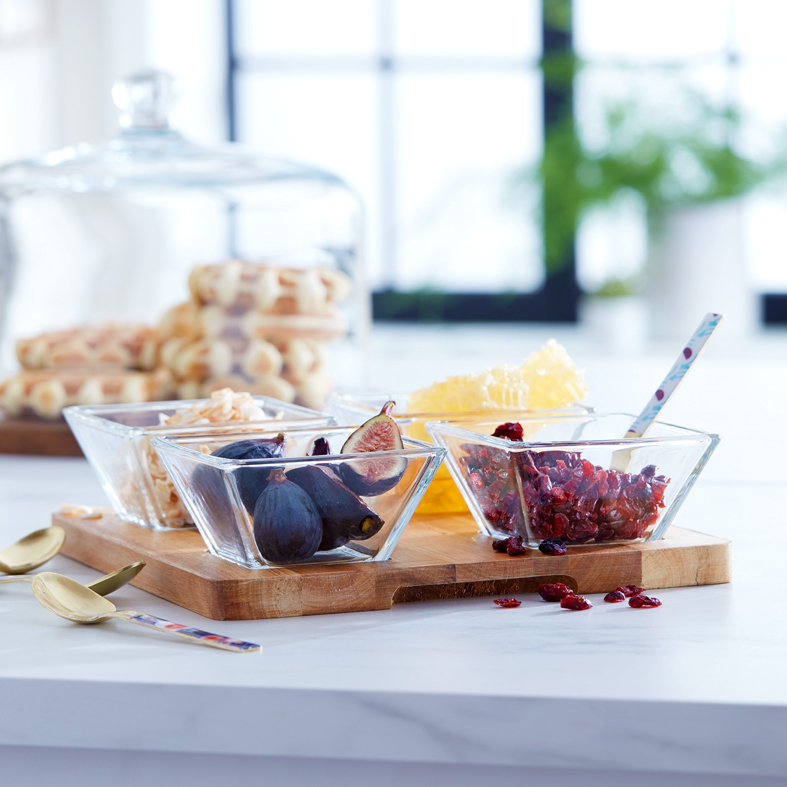 Libbey Acaciawood 4-Piece Cheese Board Serving Set with Wood Serving Board , 22.25 oz