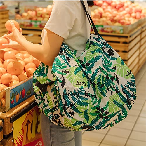 Woonsoon 2-Pcs Reusable Grocery Bags with Handles Foldable Washable Shopping Bags Waterproof Large Capacity Shopping Tote Bag