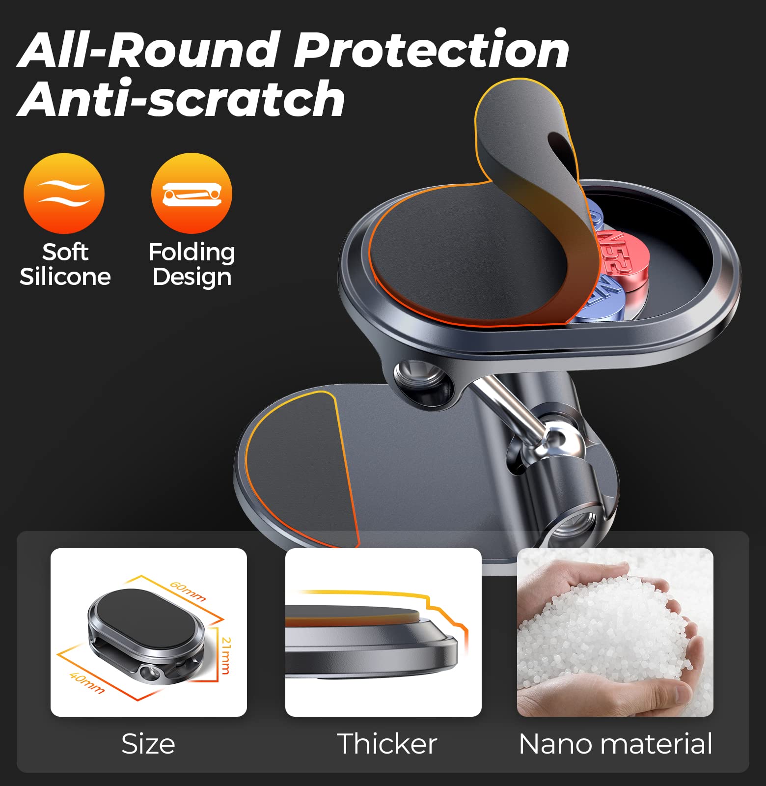 Oxbot Dashboard Mount-2022 Magnetic Phone Mount for Car 360 Degree Adjustable Universal with All Devices 6 Strong Magnets Cell Phone Holder for Car