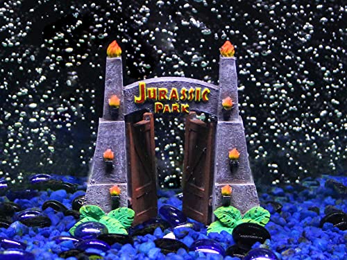 Penn-Plax Jurassic Park Officially Licensed Aquarium Decoration β Park Gate β Safe for Freshwater and Saltwater Fish Tanks β Small