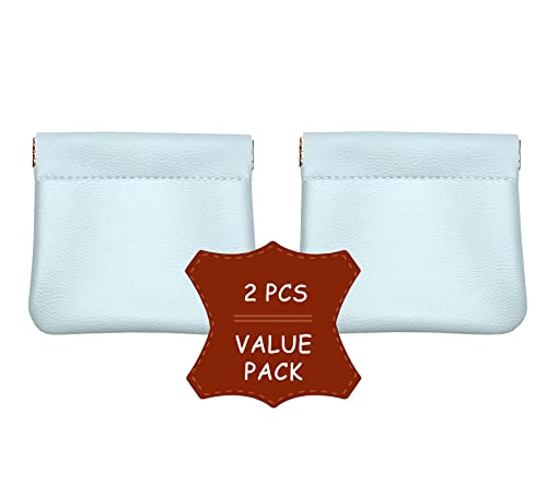 VOFOON [Upgrade] Leather Mini Squeeze Coin Purse, Small Jewelry Pouch Leather Travel Bag Coin Holder For Men/Women 2/4 Pack