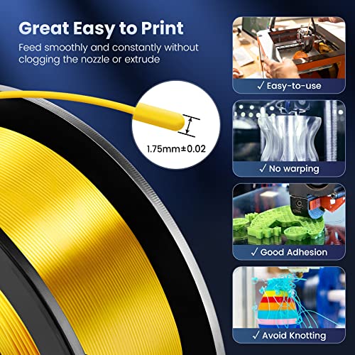 SUNLU Shiny Silk PLA Filament 1.75mm and PLA Meta Filament 1KG White,Smooth Silky Surface,Great Easy to Print for 3D Printers,Dimensional Accuracy +/- 0.02mm, Silk Light Gold + White 1KG