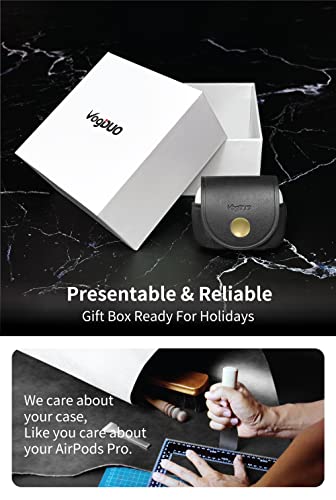 VogDUO Premium Protective Leather Case for Apple AirPods Pro 2 - Handmade Cover with Belt Loop & Lanyard Ports with Clip Holder for Bag Strap, Compatible with Apple AirPod Pro Gen 2 (Black)