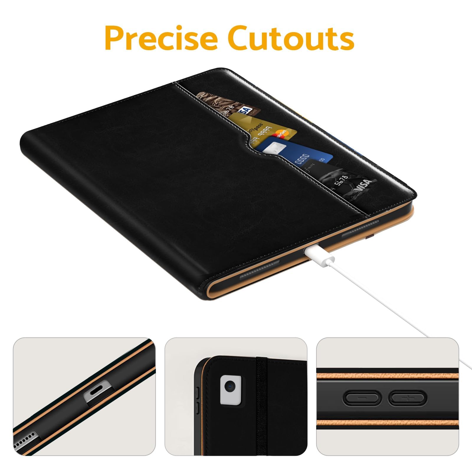 OYEEICE Hybrid Case for iPad Pro 12.9 inch 6th / 5th / 4th / 3rd Generation(2022/2021/2020/2018), Magnetic Detachable Rotatable Cover with PU Leather, Anti-Fingerprint, Support Pencil 2, Black
