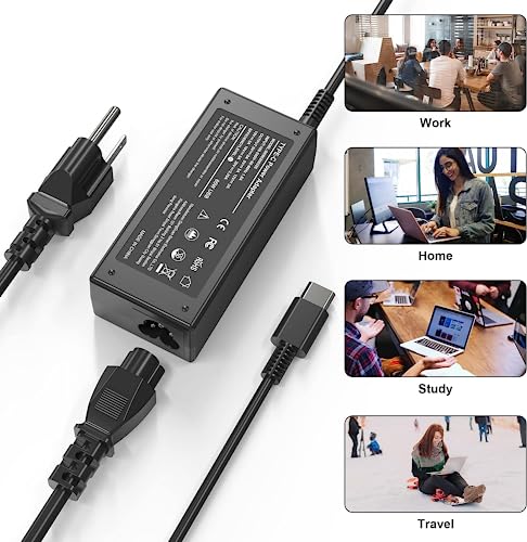 Universal USB C Laptop Charger 65w 45w for Dell Hp Lenovo Acer Razer Blade Stealth Samsung Chromebook MacBook Asus Fast Charging Type C Slim Travel Power Adapter