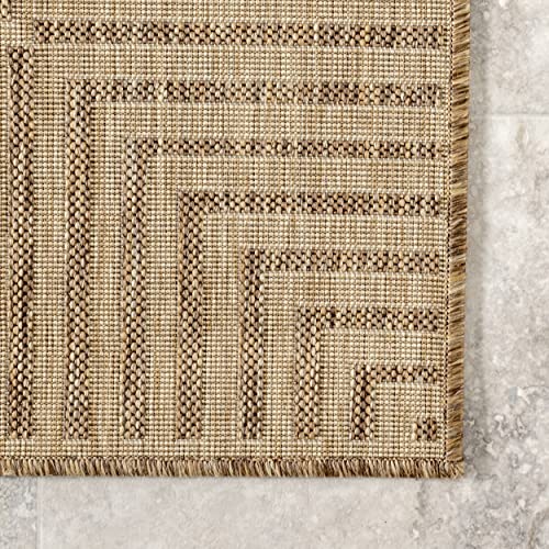 nuLOOM Asha Simple Border Indoor/Outdoor Accent Rug, 2x3, Light Brown