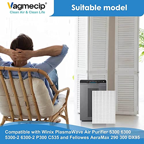 Vagmecip 115115 Size 21 Replacement Filter A Compatible with Winix C535, Winix PlasmaWave 5300, 6300, 5300-2, 6300-2, P300 Plasma wave Air Purifier, True HEPA Filter - 3 Pack