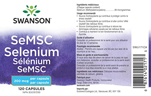 Swanson Semsc Selenium 200 mcg 120 Capsules