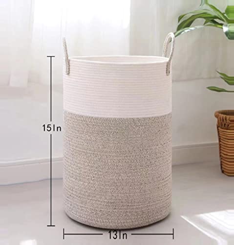 Tall Woven Laundry Basket with Handles, Clothes Hamper Storage Basket for Living Room, Bedroom, Entryway, Bathroom, Large Woven Blanket Basket for Pillows, Towels, Blankets