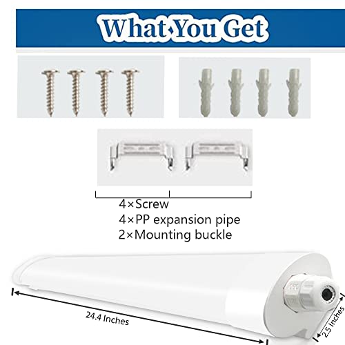 Super Bright LED Tube Light Fixture 2FT, 5000K Utility Shop Lights, IP66 Waterproof Garage Light, Ceiling and Under Cabinet Lighting, 30W 3300LM Tube Light for Bedroom Workbench Garage Kitchen Office
