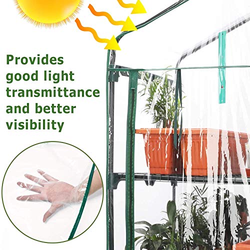 Worth Garden Replacement Cover for 4 Tier Mini Greenhouse - Applicable Size 75'' H x 27'' L x 19'' W - with Roll-Up Zipper Door - Clear Cover Only - G303B00