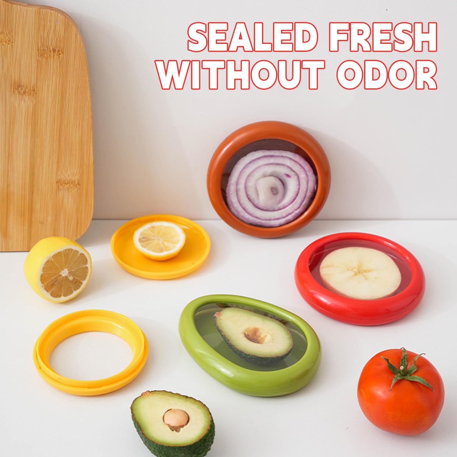 Silicone Fruit Storage Box - Set of 4 Reusable Storage Containers for Fridge - Ideal for Tomatoes, Avocados, Onions, Lemons, and Potatoes