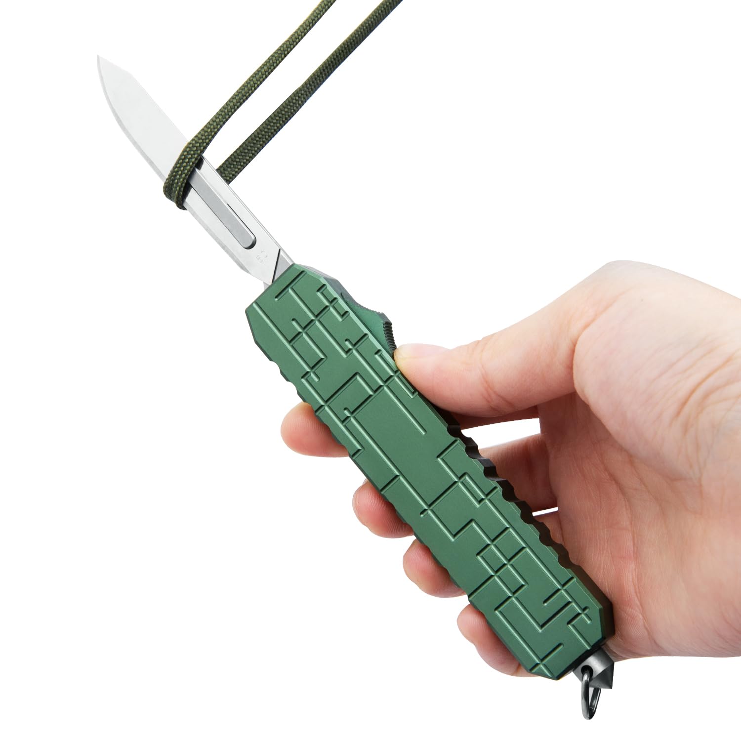 TGZUO Aluminium Alloy Scalpel Pocket Knife with Clip Small EDC Telescopic Retractable Box Cutter Precision Craft Utility Knife 5pcs #60 5pcs #24 Carbon Steel Blades (Green)