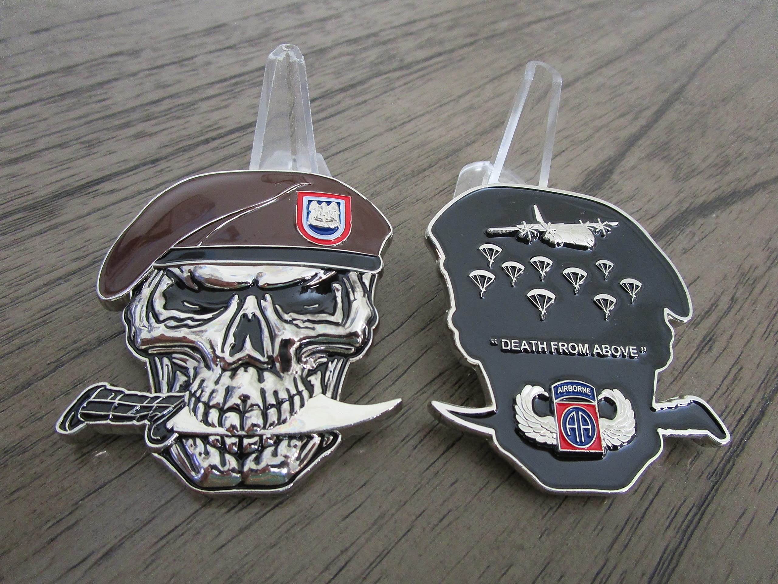 Oneworldtreasures United States Army 82nd Airborne Division Beret Skull Death from Above Challenge Coin
