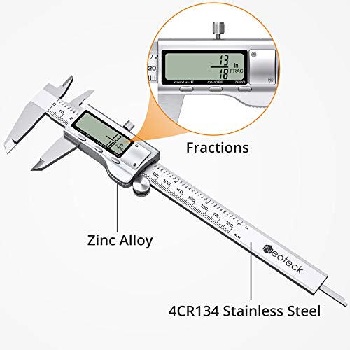 Neoteck 8 inch Digital Caliper and Feeler Gauge Set, Stainless Steel Electronic Vernier Caliper Measuring Tool Fractions/Inch/Metric Conversion Large LCD Screen