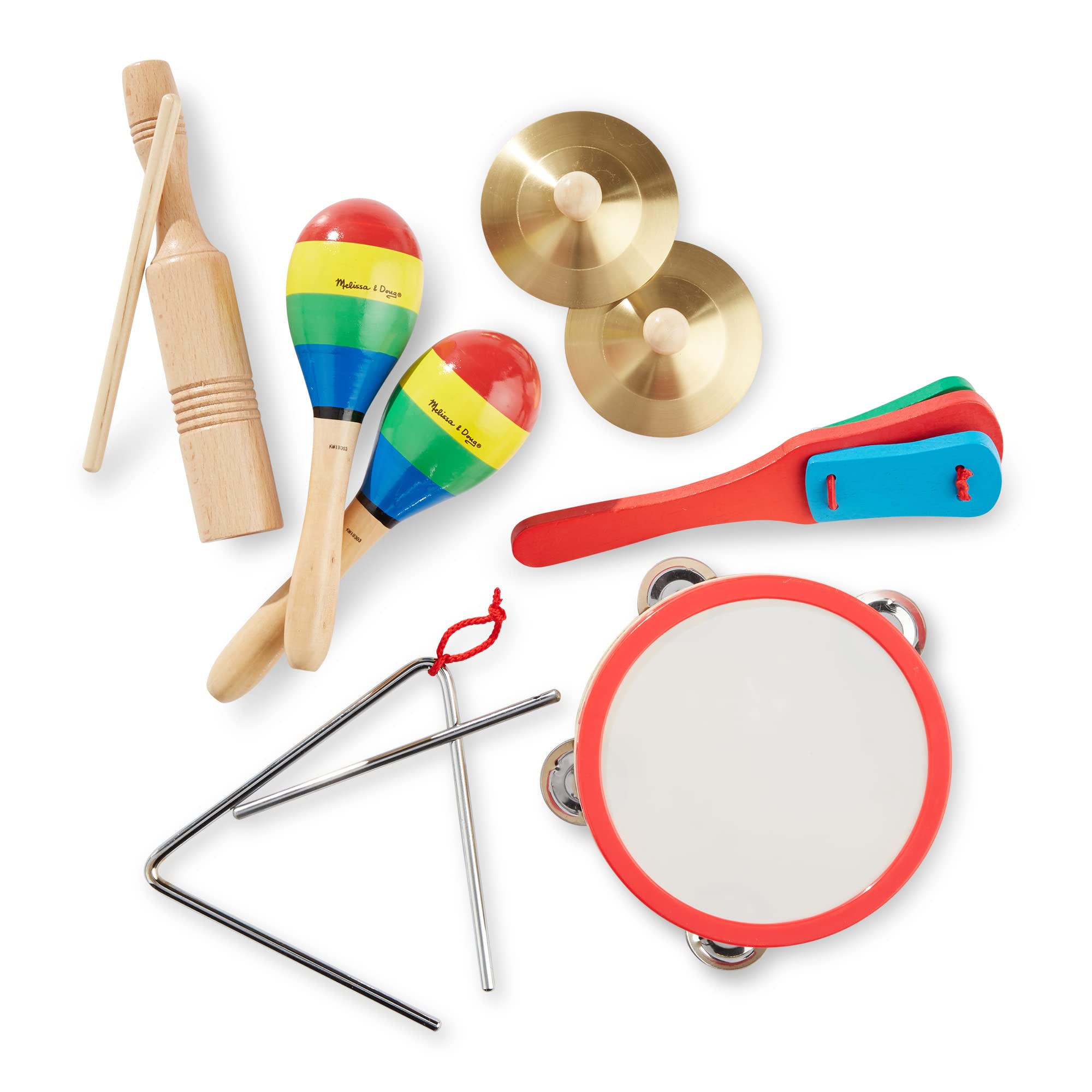 Melissa & Doug Band-in-a-Box Clap! Clang! Tap! - 10-Piece Musical Instrument Set & Deluxe Pounding Bench Wooden Toy with Mallet