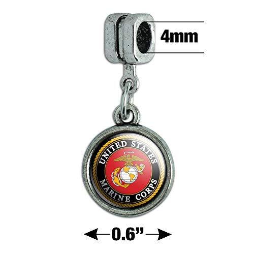 GRAPHICS & MORE Marines USMC Emblem Black Yellow Red Officially Licensed Italian European Style Bracelet Charm Bead