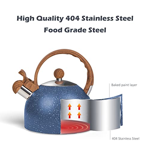 Tea Kettle for Stovetop, 2.5 Quart Stainless Water Teapot Boilers for Stovetops, Induction Stone Kettle with Loud Whistle - Perfect for Preparing Hot Water Fast for Coffee Tea (Blue)